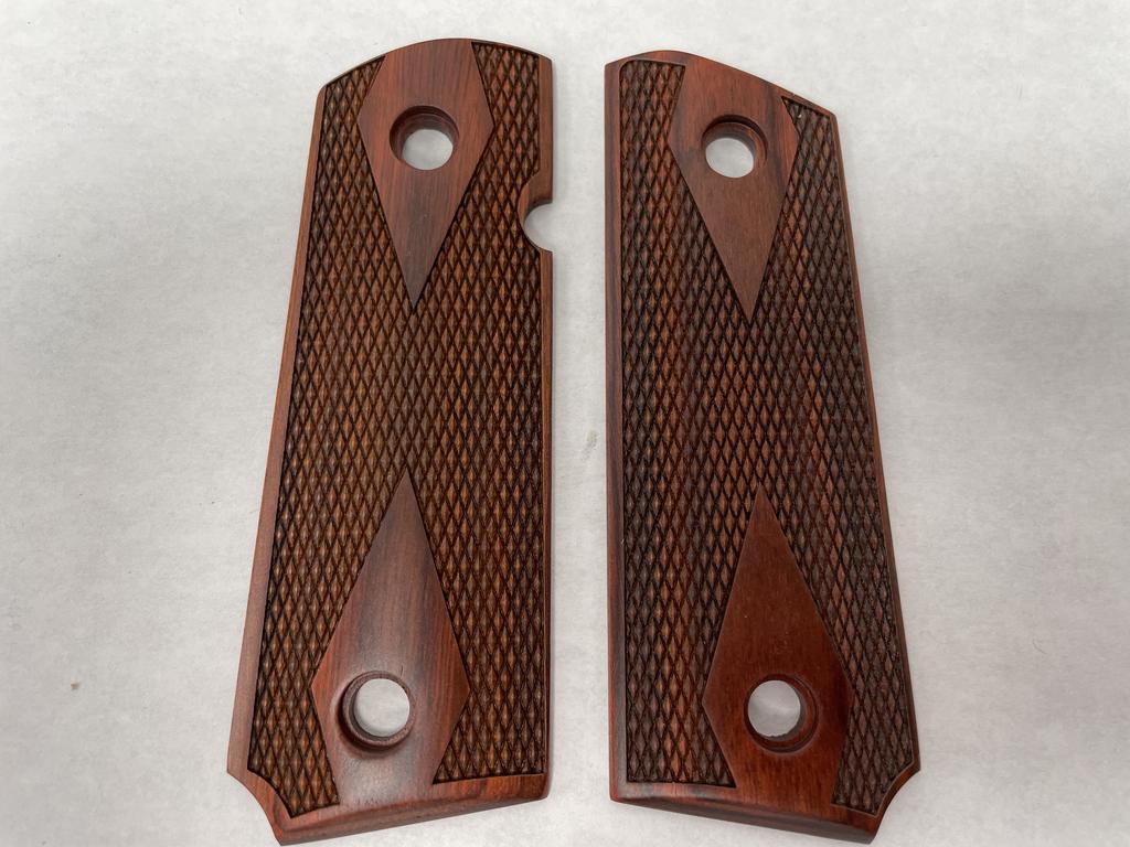 Altamont Wood Grips - 1911 Compact Super Rosewood Checkered Slim Panel ...