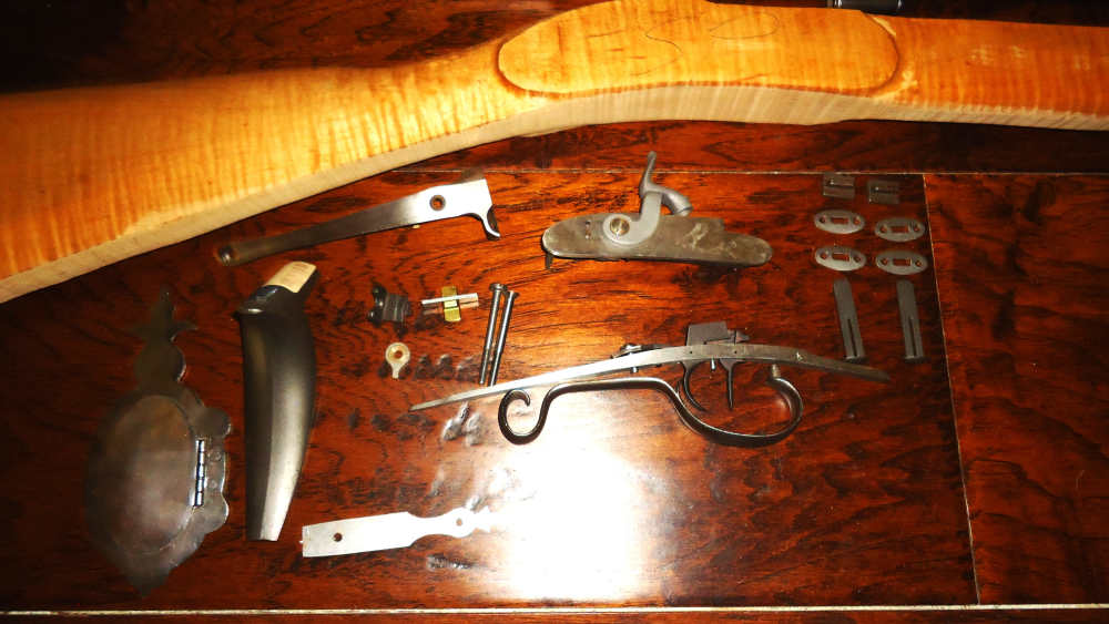 Hawken Rifle Parts Set, Curly Maple, Sharon Barrel, 50 Caliber ...