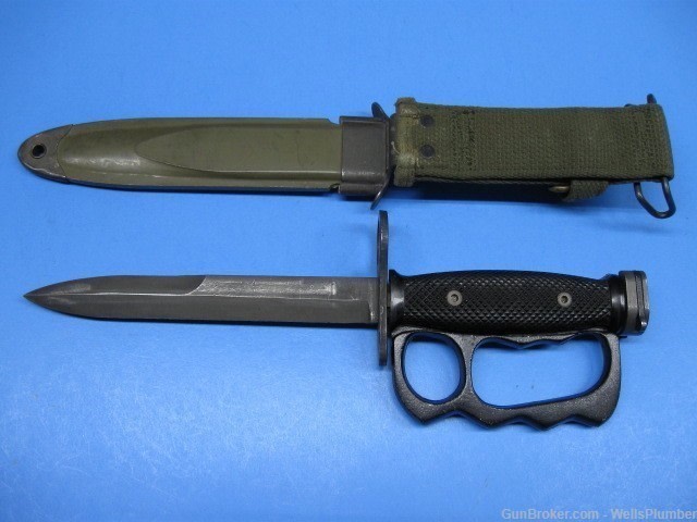 US M7 KNUCKLE KNIFE BAYONET WITH SCABBARD USGI M16 TRENCH BOC ...