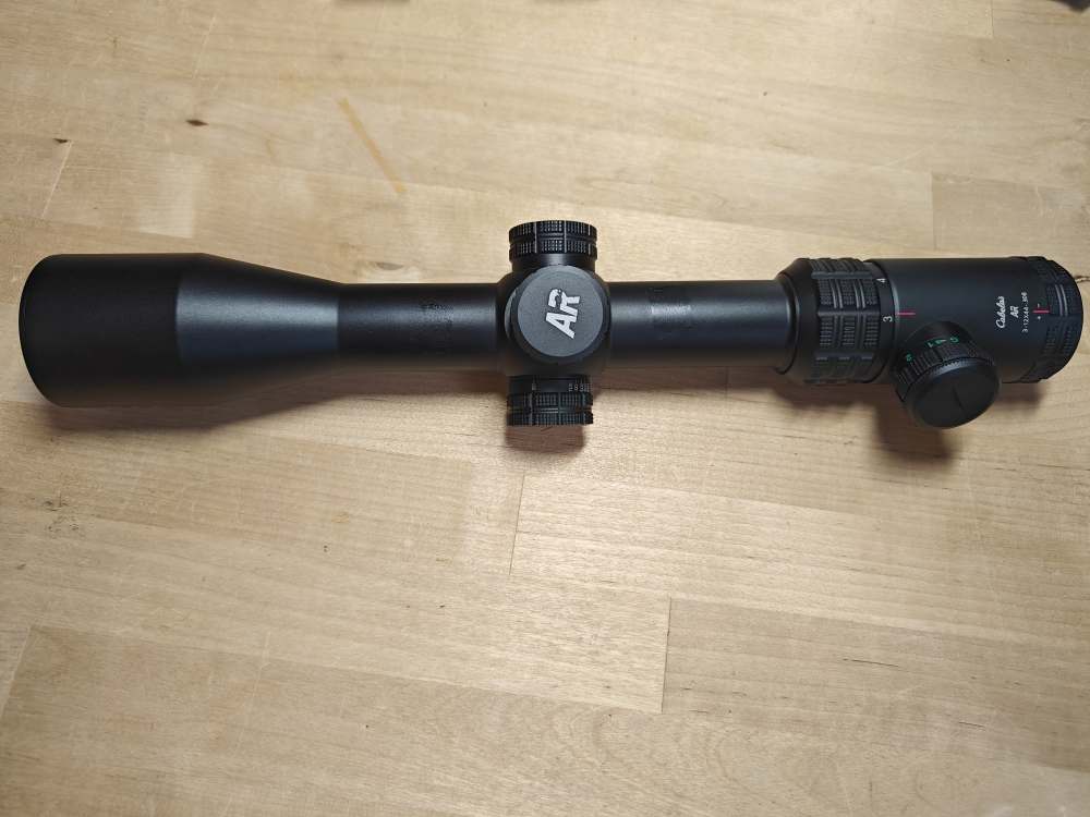 Cabelas AR Scope 3- 12x44 308 Black W/ Matching Cantilever Mount 30mm ...