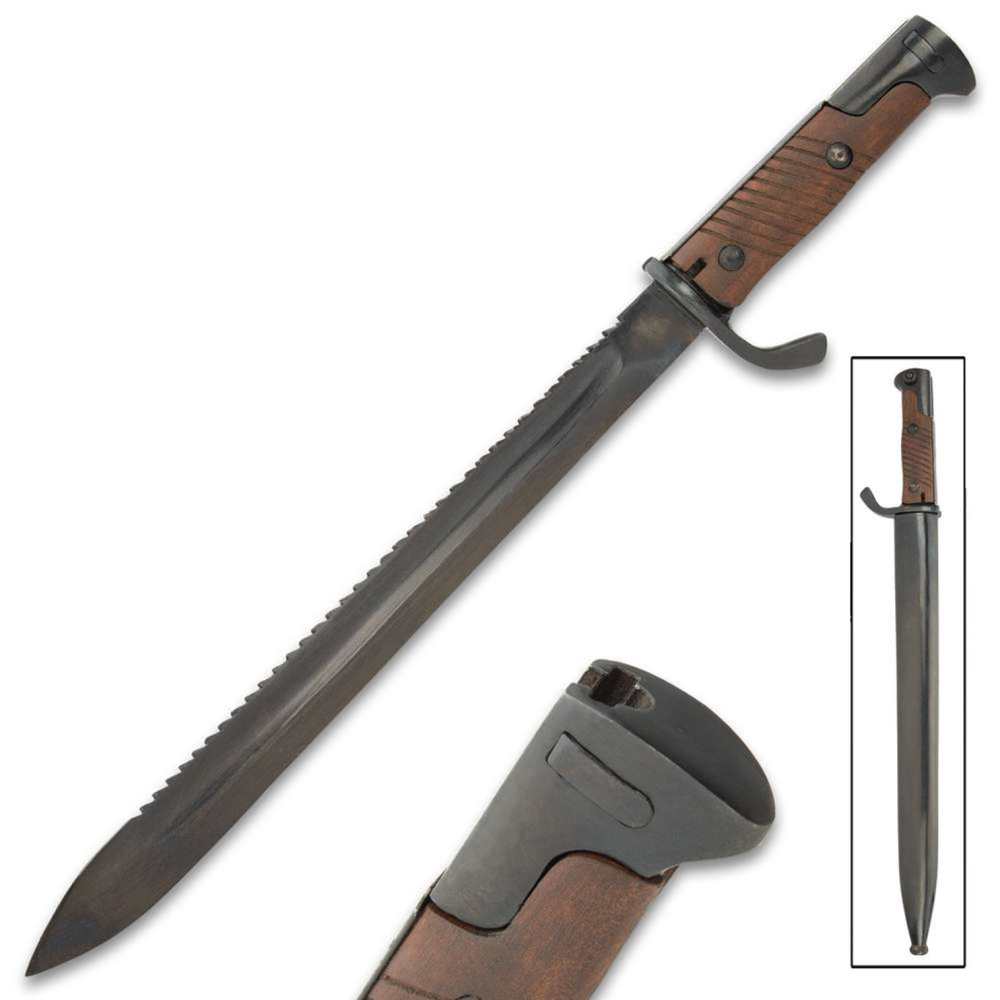 German WWI Gewher 98 Sawback Gunner Bayonet Quality Reproduction ...