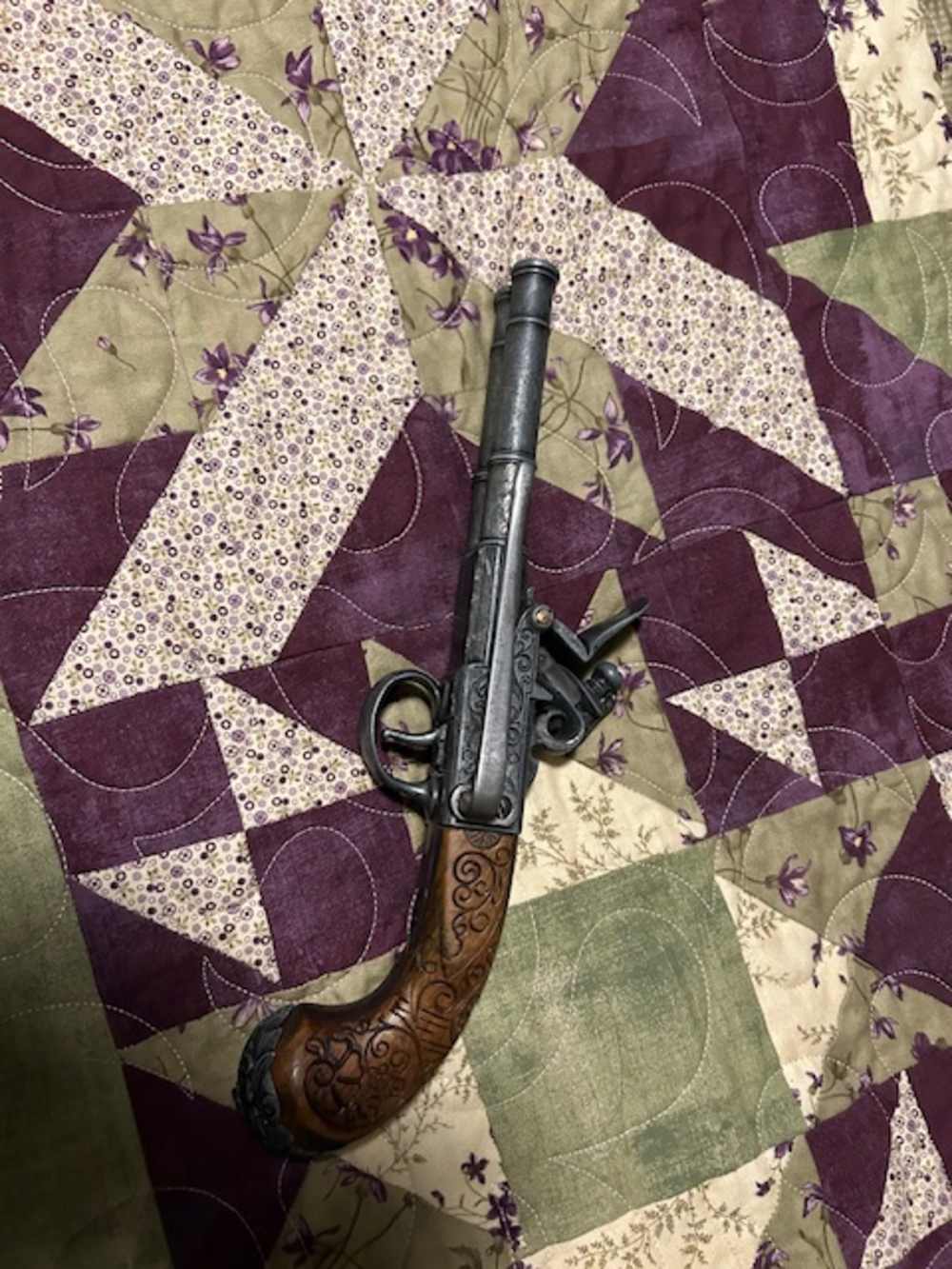 Double barrel blank firing flintlock pistol - Black Powder Pistols ...