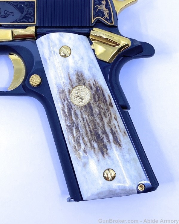 Colt COLLECTOR El Compadre 1911 38 Super # 25 Engraved w/ Stag Grips ...