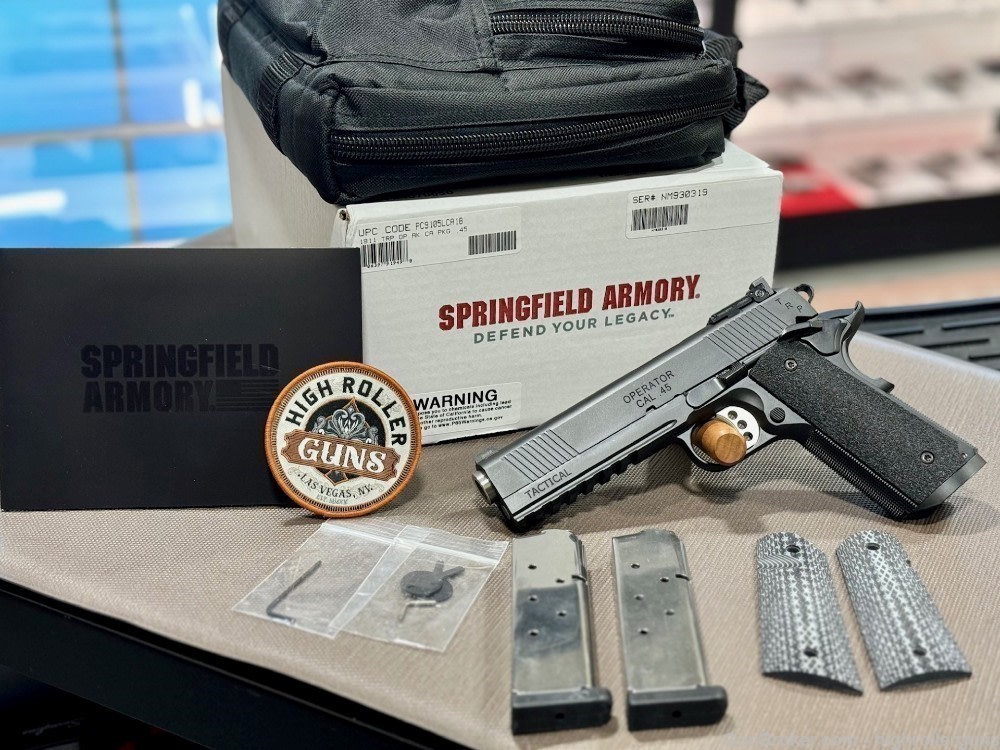 NEW RARE SPRINGFIELD TRP OPERATOR 1911 FULL RAIL 45ACP 2X7RD CA LEGAL ...