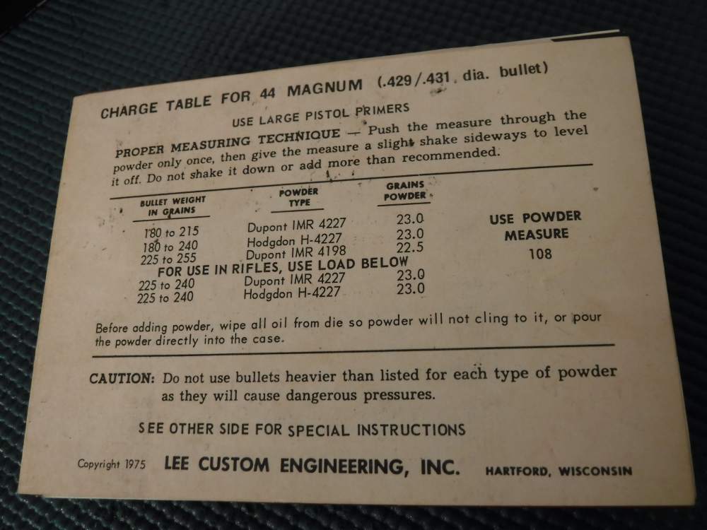 Lee Loader - 44 Magnum Hand Loader Kit - Partial - Reloading Presses ...