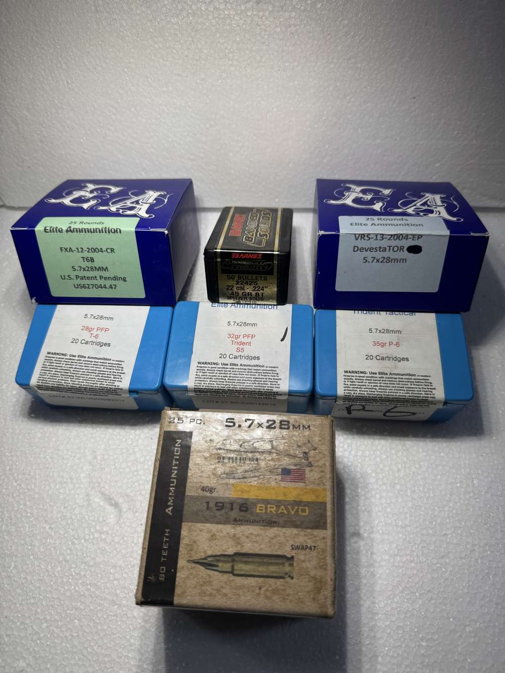 5.7X28mm ammo Rare Devestators P-6 T-6 S5 T6B Elite 1916 Bravo BARNES ...