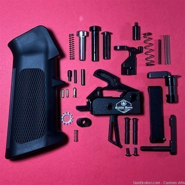 AR-15 Lower Parts Kit with Battle Born Adjustable Flat Drop-in Flat ...