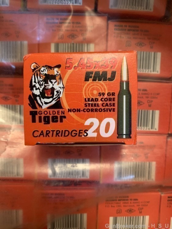 200 Rounds 5.45 Golden Tiger Russian 59gn FMJ Ammo Vympel 5.45*39 ak ...