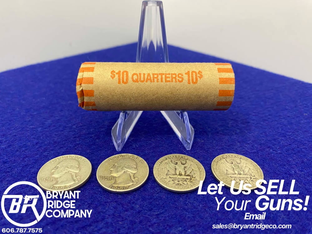 Pre-1964 U.S. Quarters (40)qty *90% SILVER* -7.23 Troy Ounces- 1 Roll ...