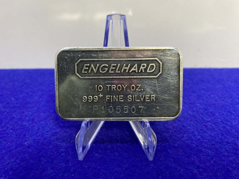 -VINTAGE- Engelhard -10oz SILVER BAR- Very Desirable *10 Troy Ounces ...
