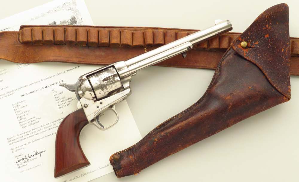 Colt SAA Pinch Frame .45 serial # 85, 1874, nickel, Burdick notes ...
