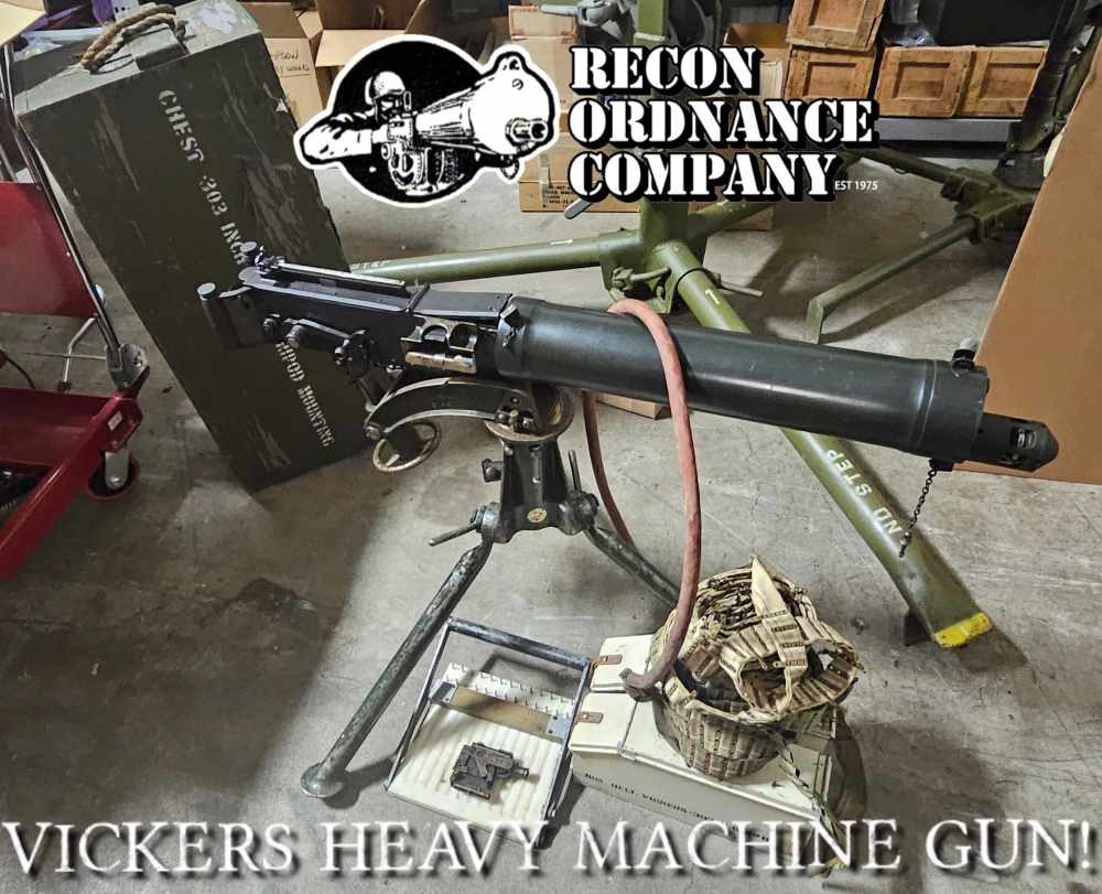 Vickers Heavy Machine Gun on Tripod! w/ Transit Box, Belts, Cans & More ...