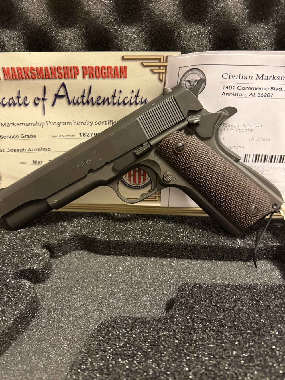 US Army 1911 A1 .45 Pistol, CMP w/ all Access. and Paperwork Ithaca ...