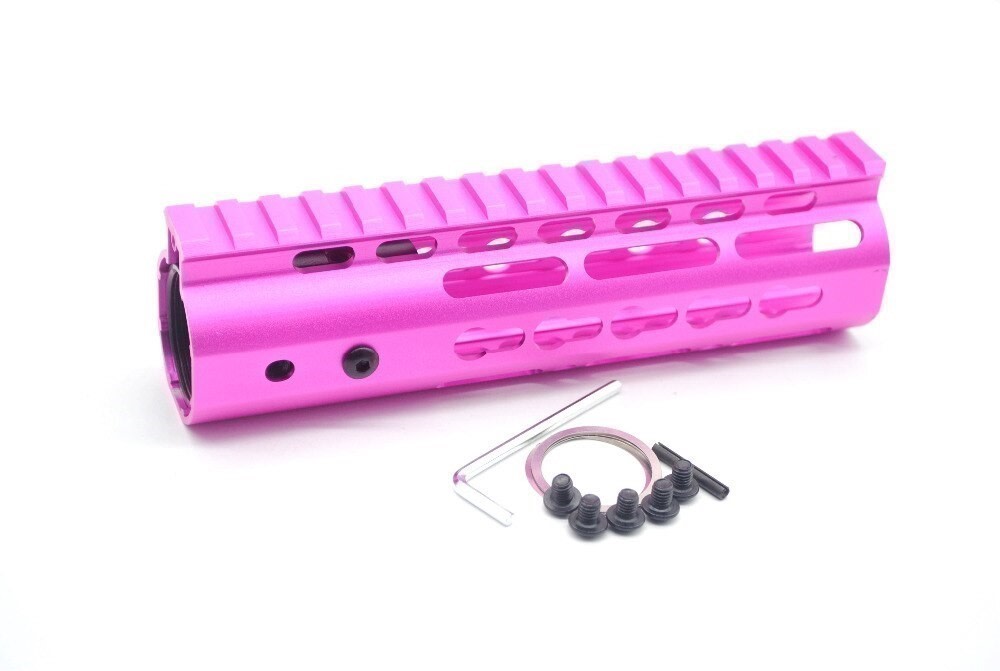 7" AR15 AR9 HOT BARBIE PINK Slim Keymod Free Float Handguard Rail Grip ...