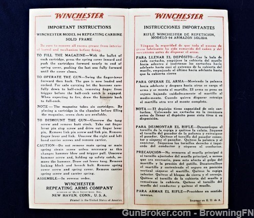 Orig Winchester Model 94 Owners Instruction Manual - Gun Posters ...