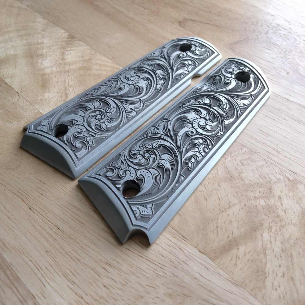 Custom Engraved 1911 full size aluminum grips - 1911 Grips at GunBroker ...