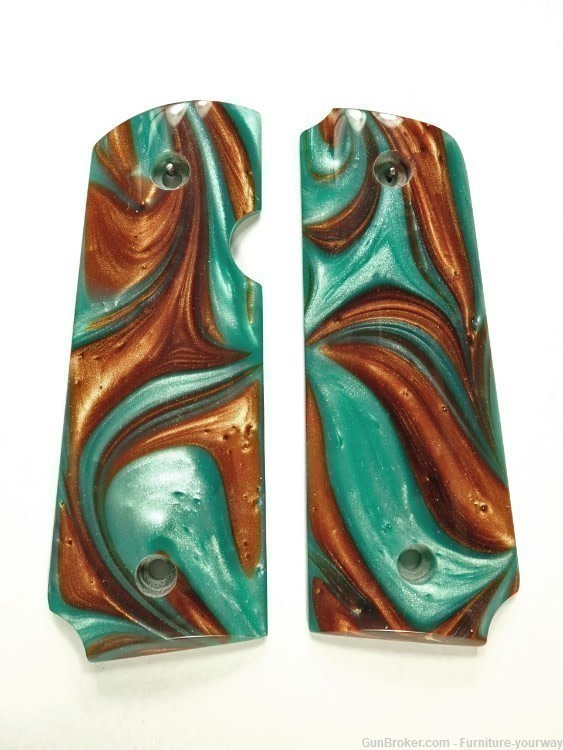 Copper & Turquoise Pearl Rock Island 380 1911 Grips - Pistol Grips at ...