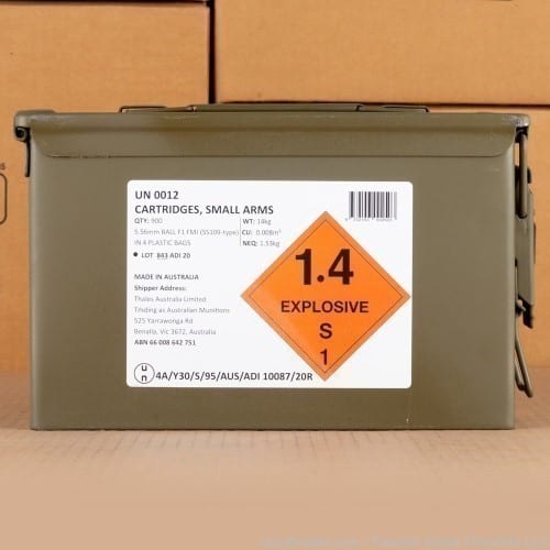 5.56x45 SS109 M855 Australian Defense ADI Ammo Can Steel Core ...