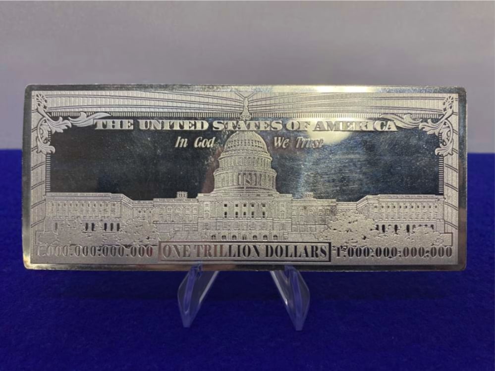Highland Mint -1 Trillion Dollar SILVER Note- 999 SILVER BAR *4 Troy ...