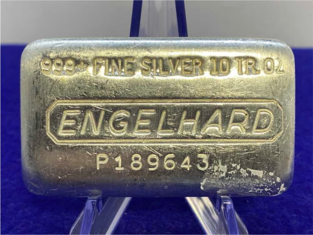 -VINTAGE- Engelhard -10oz SILVER BAR- Very Desirable Loaf Style Bar ...