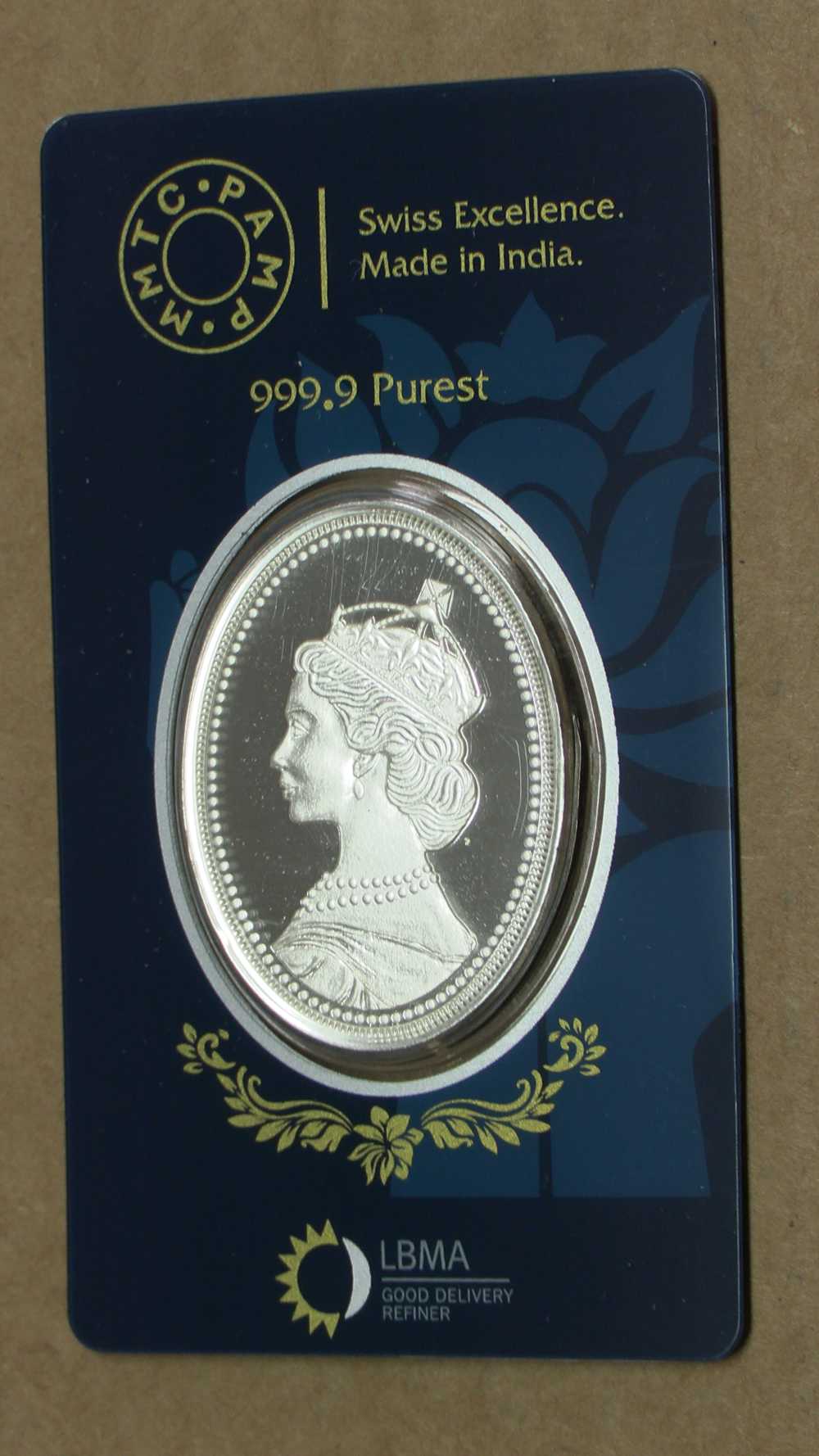 Pamp MMTC Queen Oval Shaped 20 Gram Silver Coin - In Card - Bullion ...