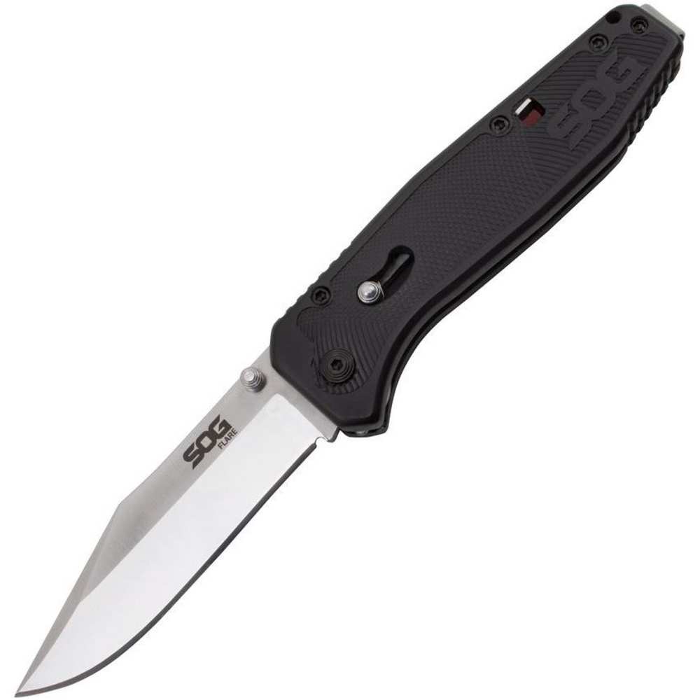 SOG Knives FLA1001CP Flare SAT Knife Black Handles - Automatic Knives ...