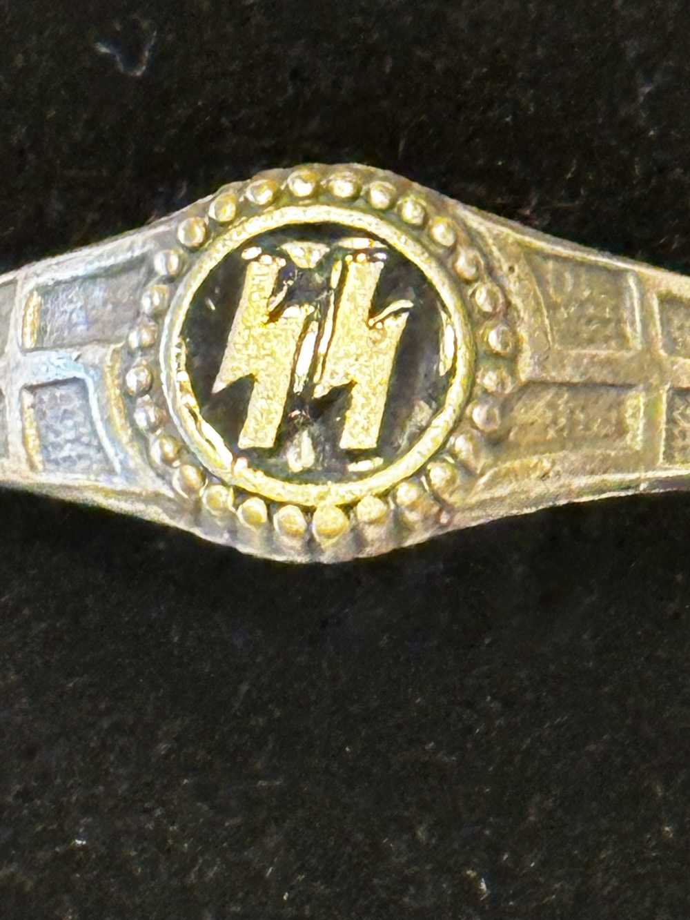 WWII WORLD WAR TWO GERMAN SS RUNE RING WITH SWASTIKA SILVER MARKED 800 ...