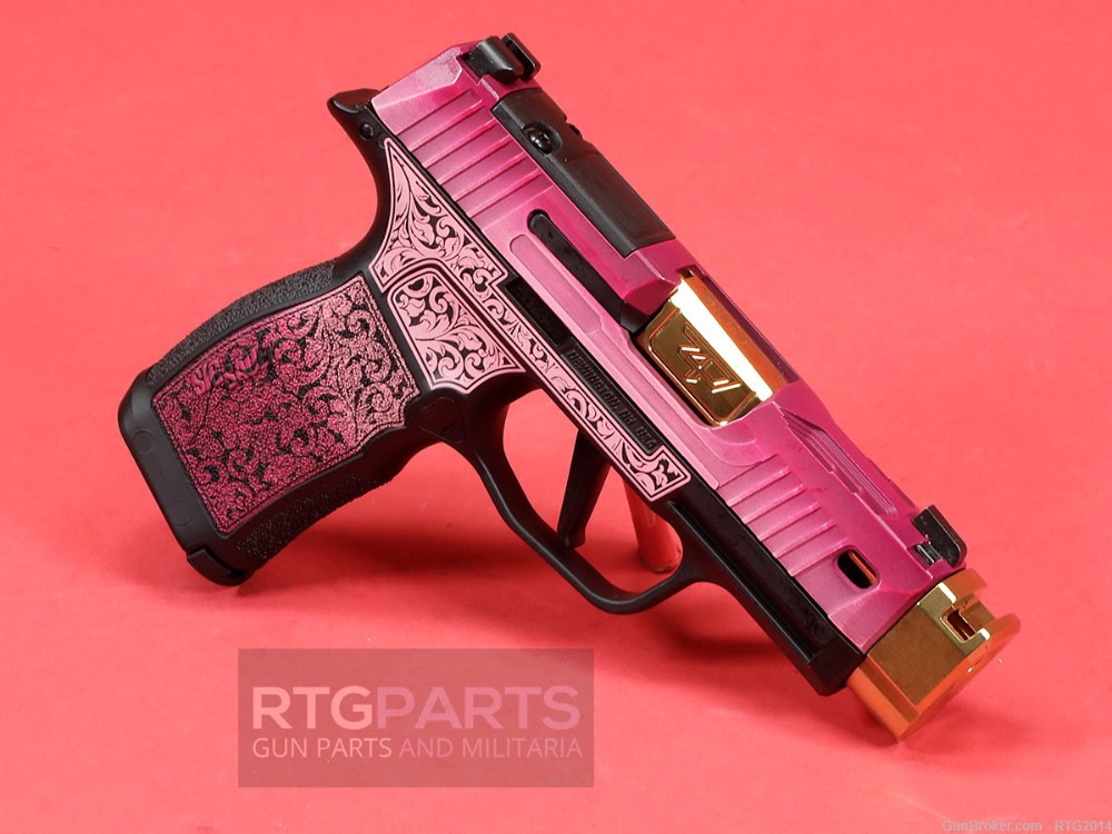 Sig P365X Ladybug 9mm w/ 3.7" Comped Gold Barrel, Shark Coast Tactical ...