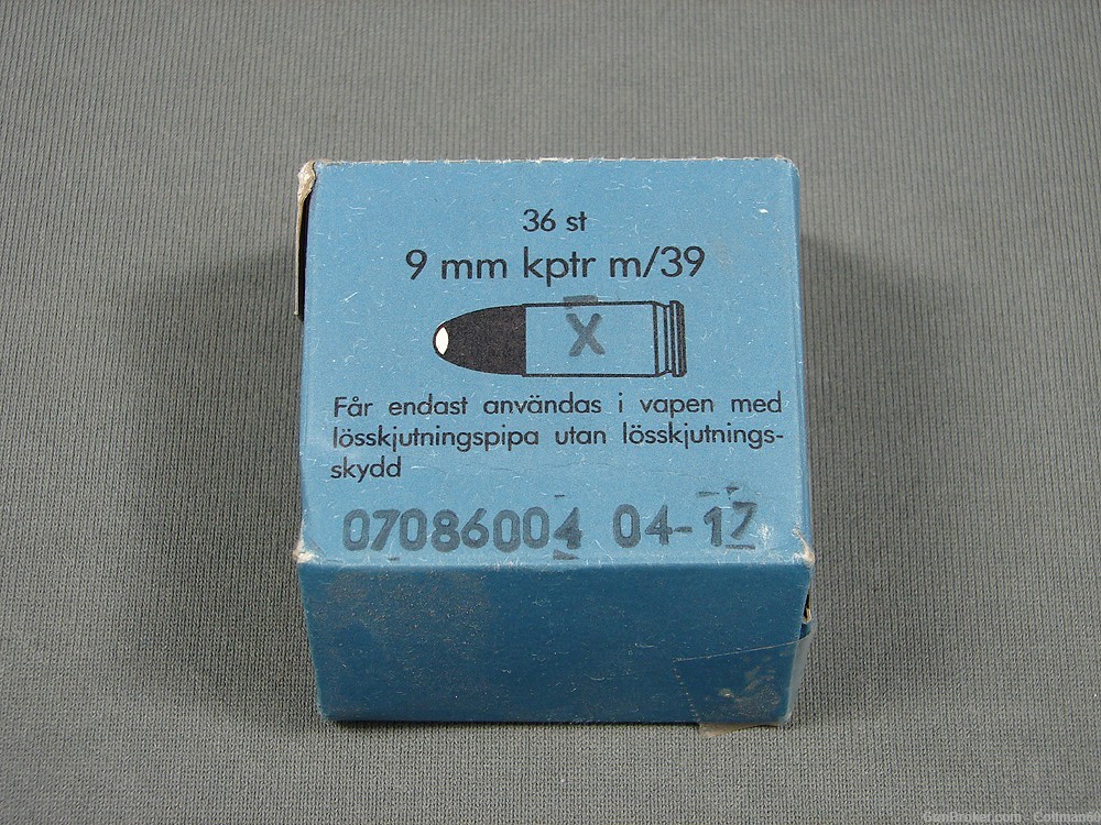 Swedish 9mm KPTR M/39 Gallery Practice Ammo 36 Count Open Box - Vintage ...